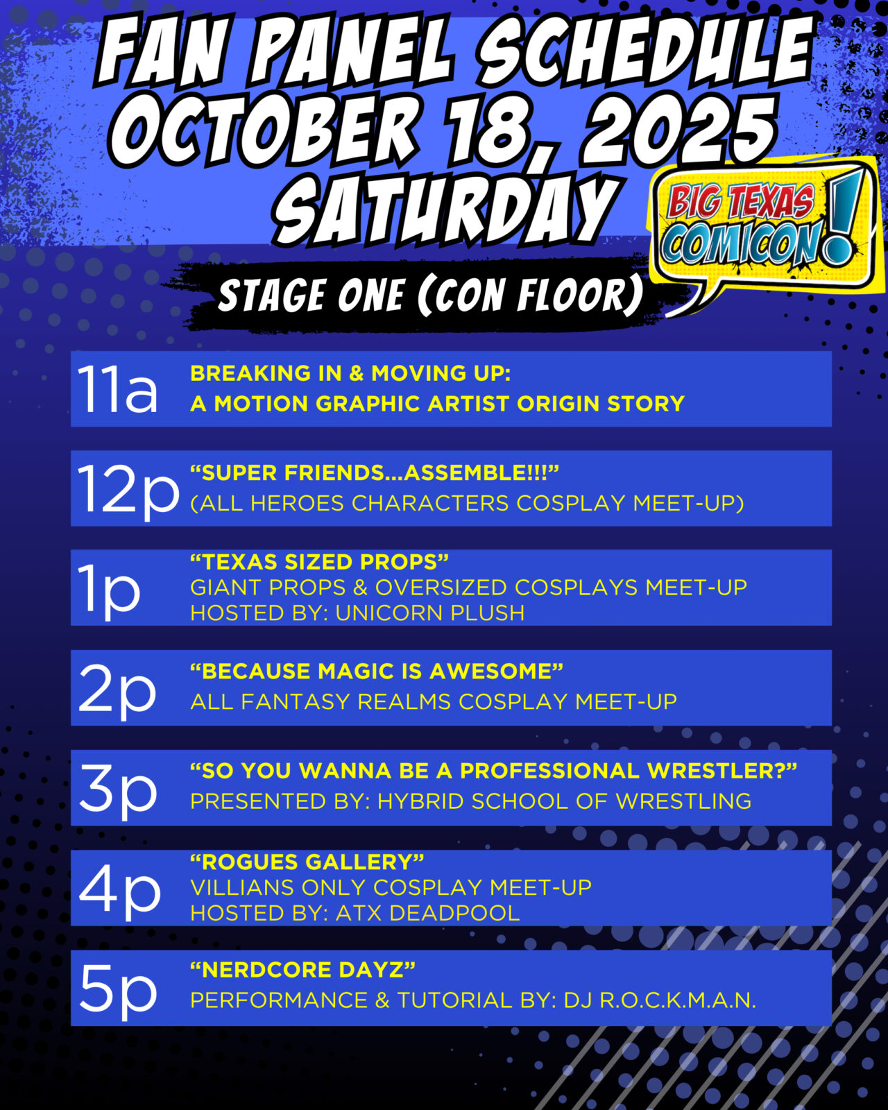 Schedule - Big Texas Comicon